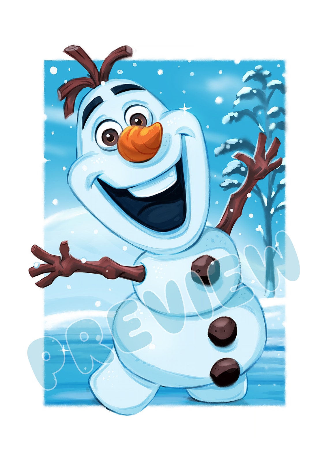 Olaf Frozen Digital Print Art Poster A4 for Children's - Etsy