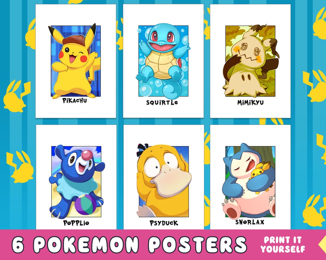 6 Digital Print Pokemon Fan Art Posters for Children's Rooms Decoration ...
