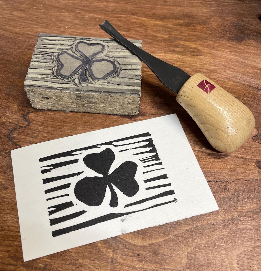Irish Shamrock Linocut Print - Botanical Art, St. Patrick's Day Decor ...