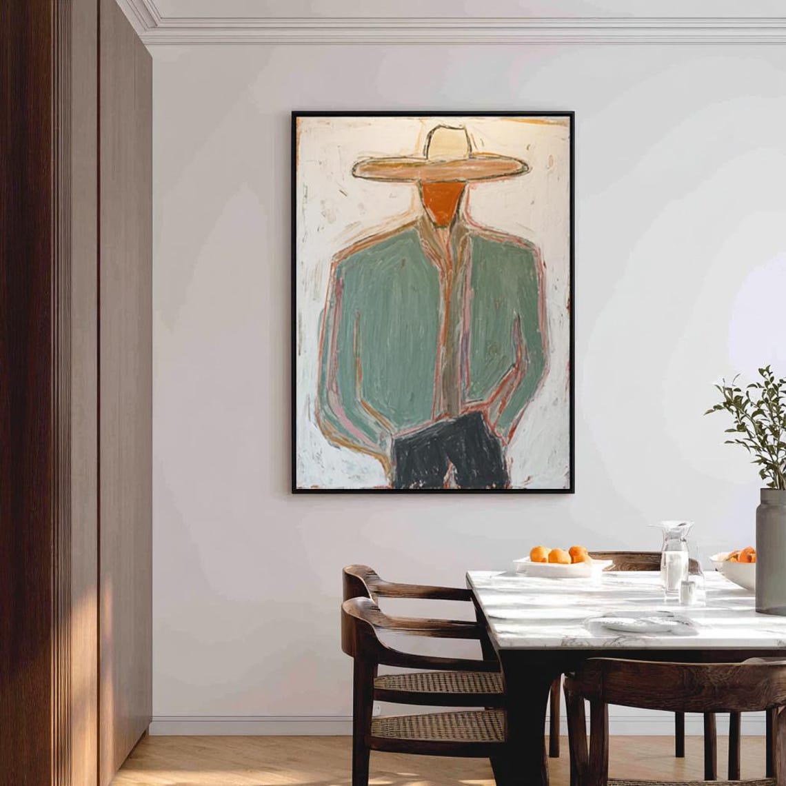 Textured Cowboy Painting: Abstract Western Portrait Art on Canvas - Etsy