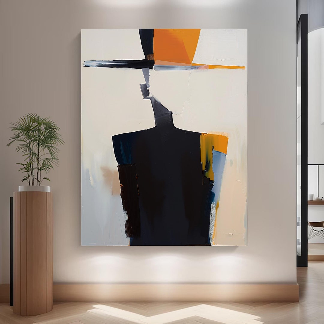 Male Abstract Painting Man With Hat Abstract Wall Art Man's Portrait ...