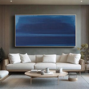 Large Blue Abstract Painting, Blue Textured Art, Modern Blue Minimalist ...