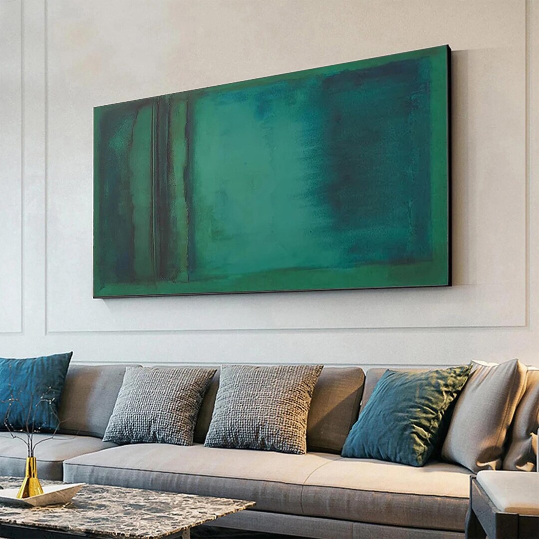 Large Green Wall Art, Green Abstract Painting, Contemporary Minimalist ...