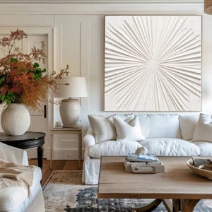 Beige Textured Wall Art, Large Abstract Beige Plaster Art, 3D Beige ...