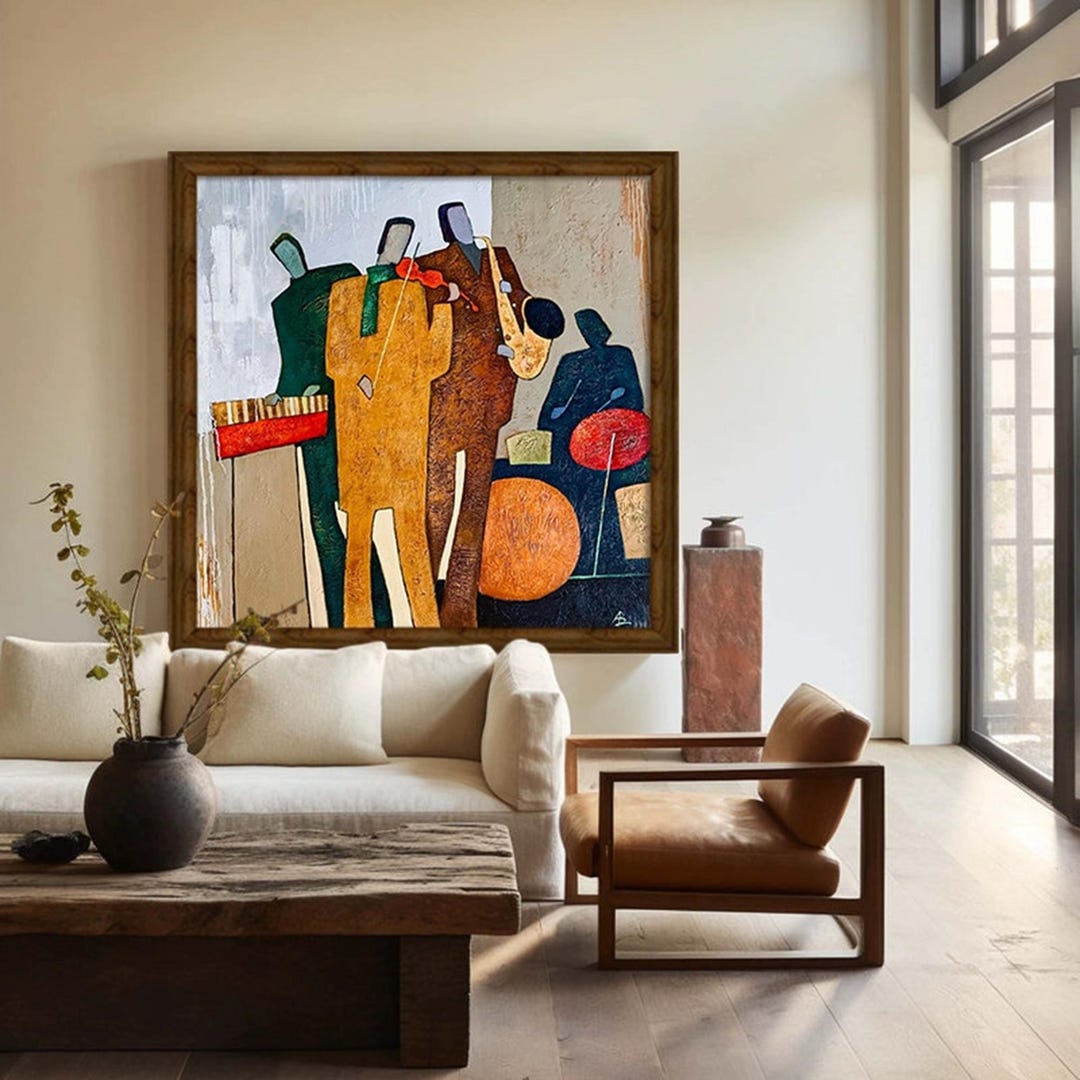 Abstract Jazz Band Oil Painting: Textured Musician Art on Canvas - Etsy