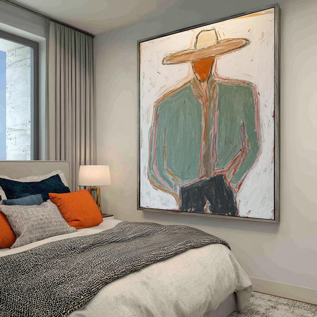 Textured Cowboy Painting: Abstract Western Portrait Art on Canvas - Etsy