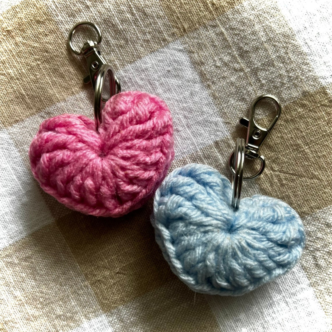 Handmade Crochet Heart Shaped Puffy Keychain Customizable - Etsy