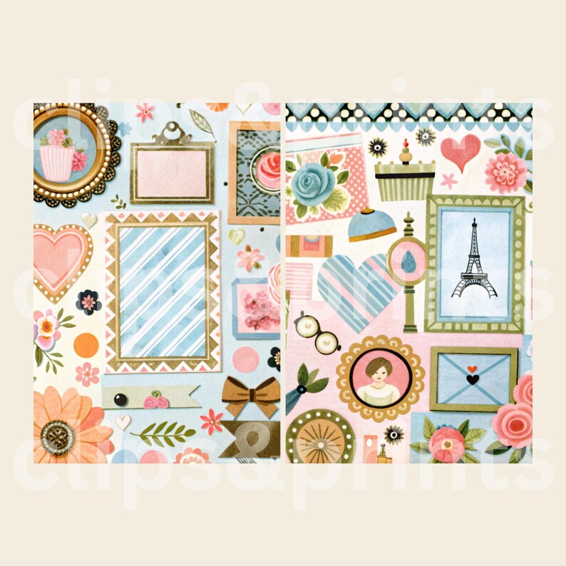 Coquette Digital Paper Pack Retro Coquette Elements Backgrounds Shabby ...