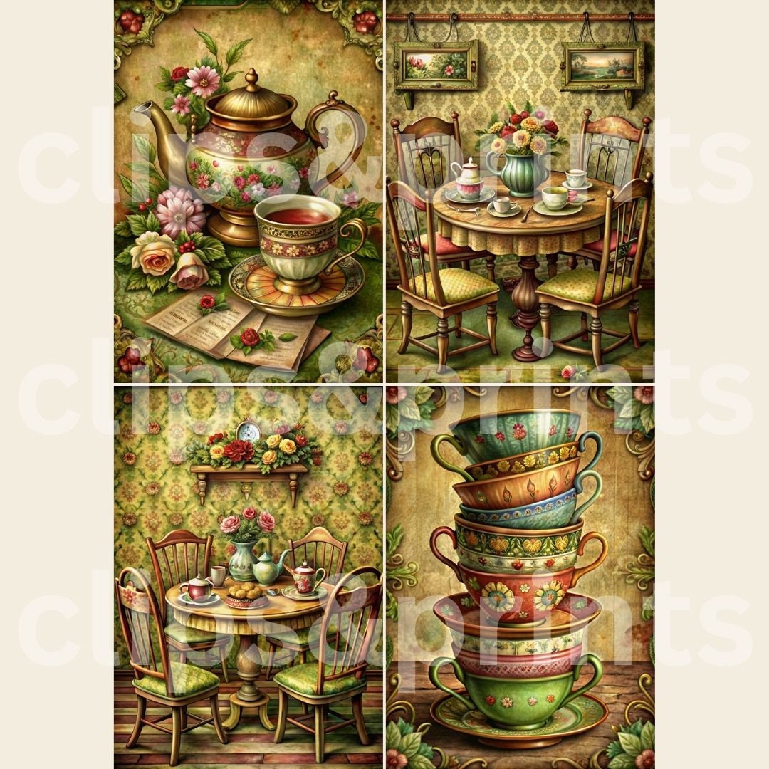 Tea Time Junk Journal Printable Sheets Tea Party Digital Download ...