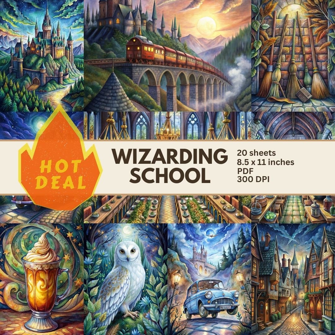 Wizarding School Junk Journal Kit 20 Printable Pages of Magic Wizard ...