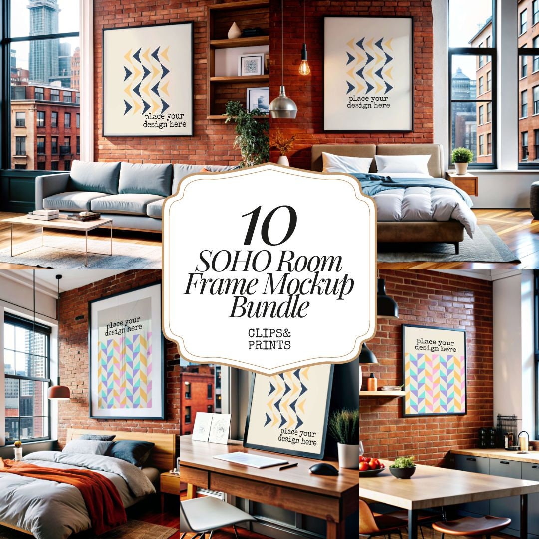 SOHO Modern Room Frame Mockup Bundle Frame Mockup Pack PSD File Modern ...