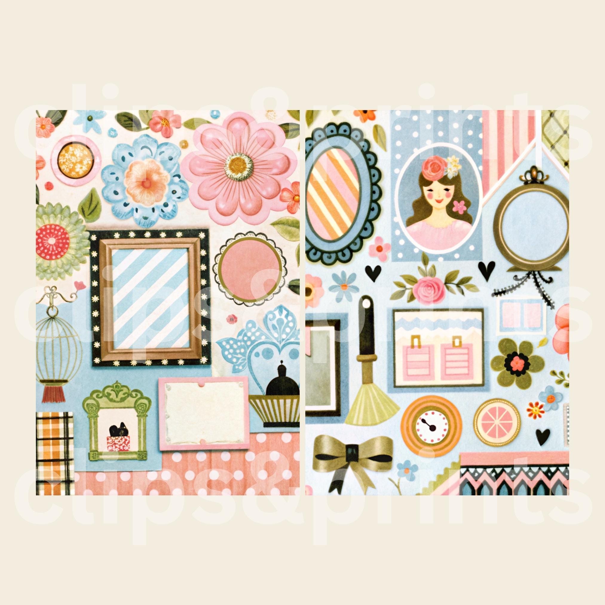 Coquette Digital Paper Pack Retro Coquette Elements Backgrounds Shabby ...
