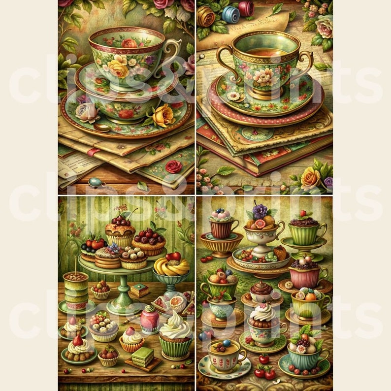 Tea Time Junk Journal Printable Sheets Tea Party Digital Download ...