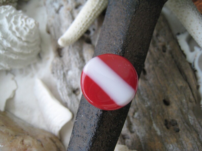 Adjustable SCUBA Dive Flag RING ~ Fused Glass - Etsy