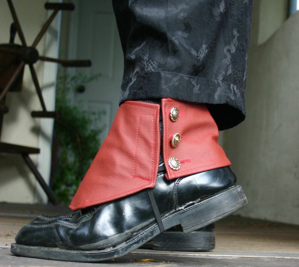 Red Burgundy Leather Steampunk Spats | Etsy