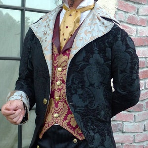 Black Tapestry Swallowtail Steampunk Frock Cutaway Wedding Coat ...
