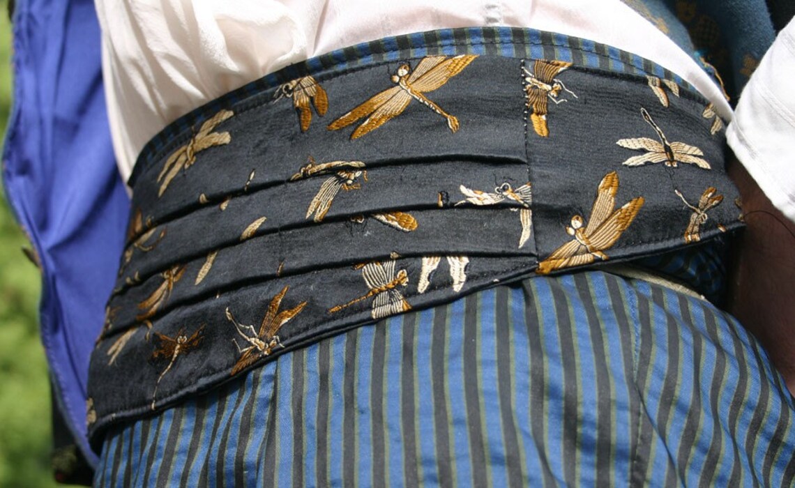 Black Dragonfly Silk Cummerbund - Etsy
