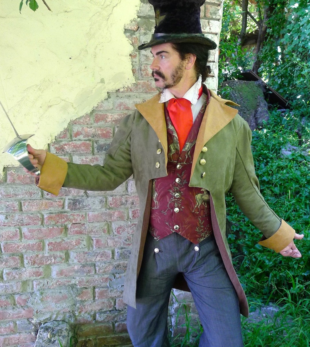 Hunter Green and Copper Ultra Suede Steampunk Frock Cutaway Wedding ...