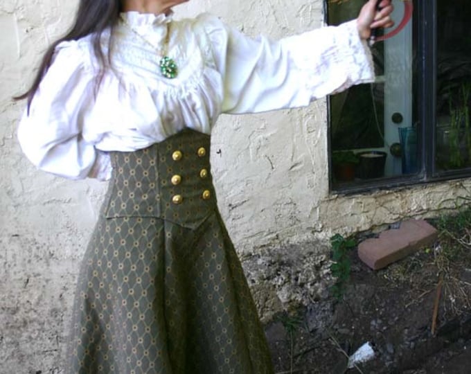 Green and Gold Tapestry Victorian Bustle Skirt and Corset Belt - Etsy