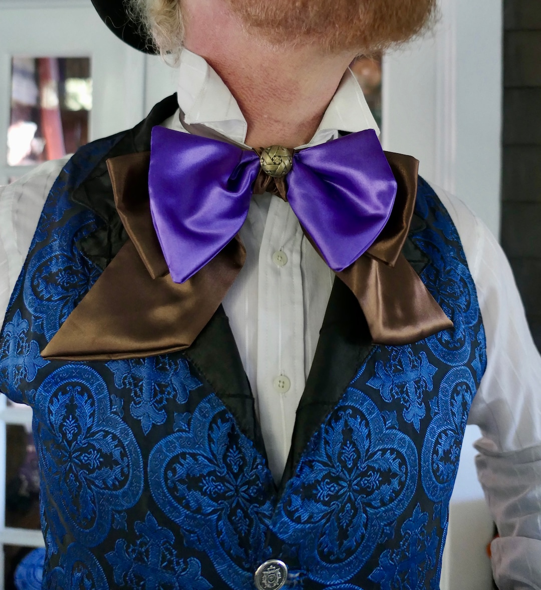 Purple and Brown Satin Gentlemen's Bow Tie, Cravat and Ascot - Etsy
