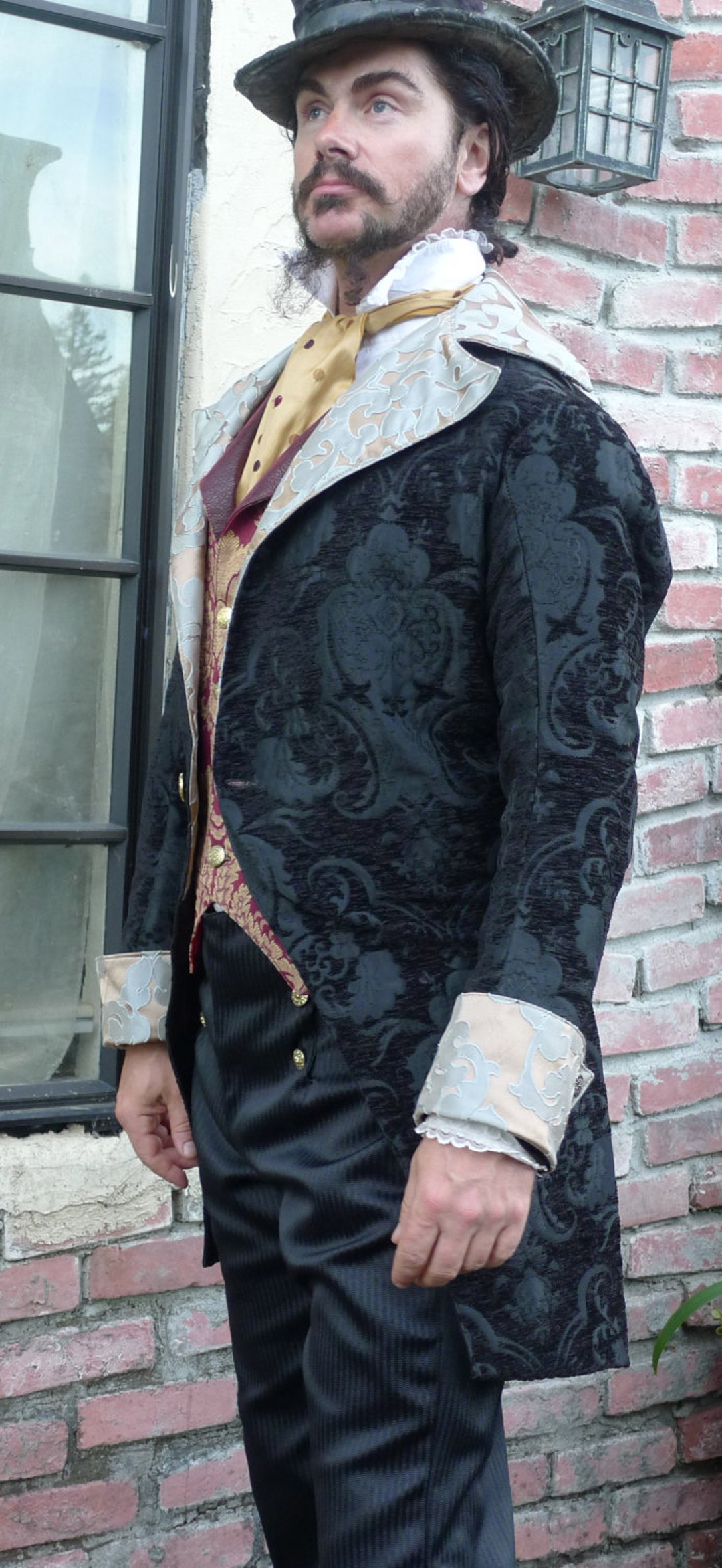 Black Tapestry Swallowtail Steampunk Frock Cutaway Wedding Coat ...