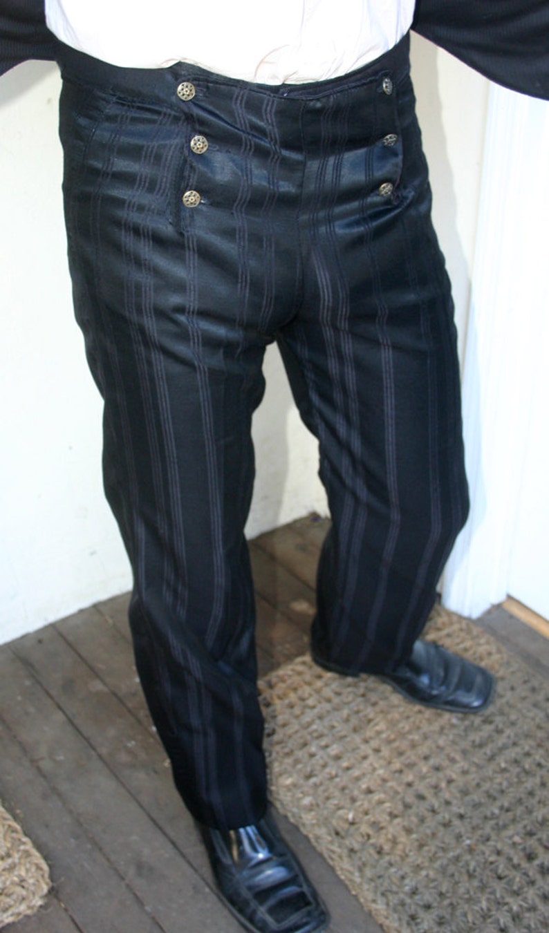 Black Stripe Button Flap Front Steampunk Pants - Etsy