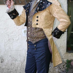 Gold Tapestry and Silk Brocade French Steampunk Wedding Frock Cutaway ...