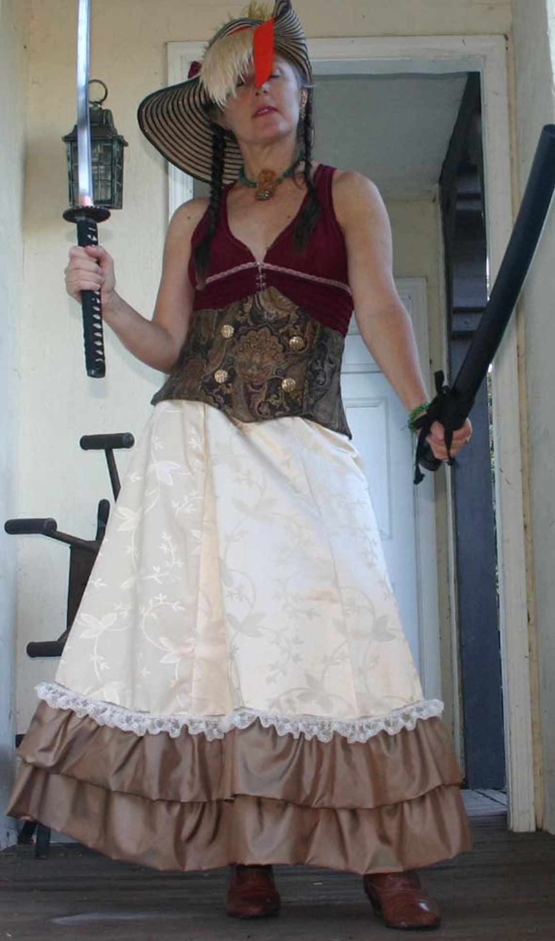 Ivory Floral Tapestry Lace Ruffled Bustle Skirt | Etsy