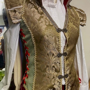 Copper Green and Red Renaissance Vest, Witcher 3 Shani Waistcoat ...