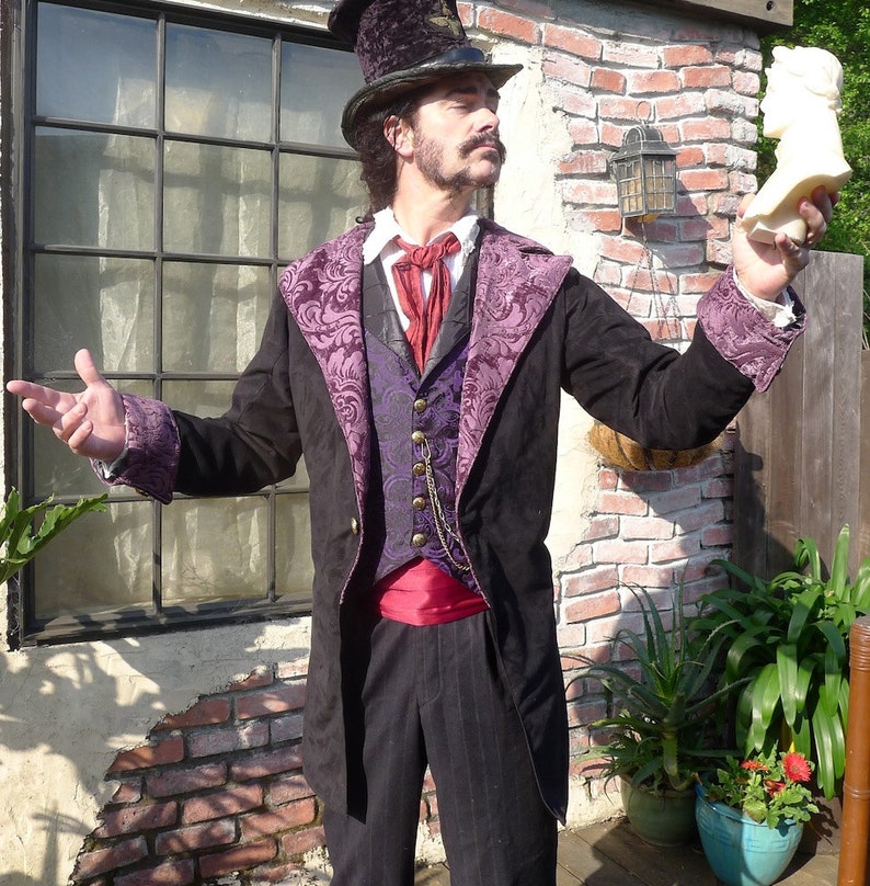 Black and Purple Medieval Pattern Silk Brocade Steampunk | Etsy