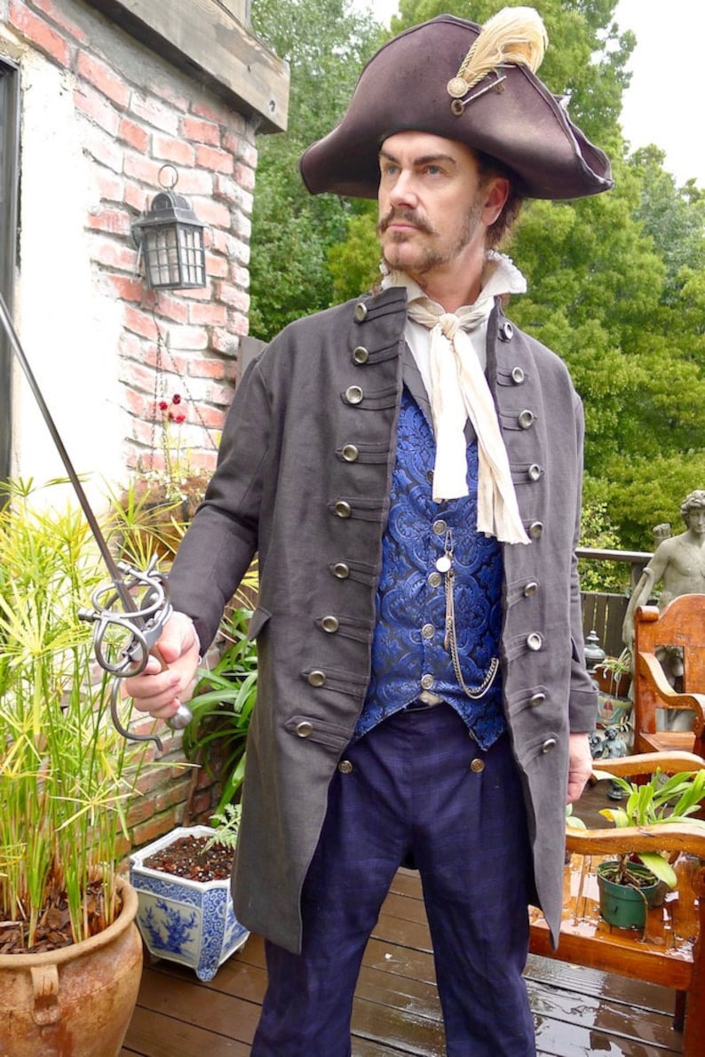 Swashbuckling Black Linen Tapestry Cloth Pirate Jacket - Etsy