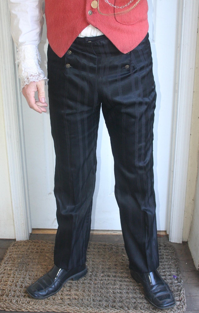 Black Stripe Button Flap Front Steampunk Pants - Etsy