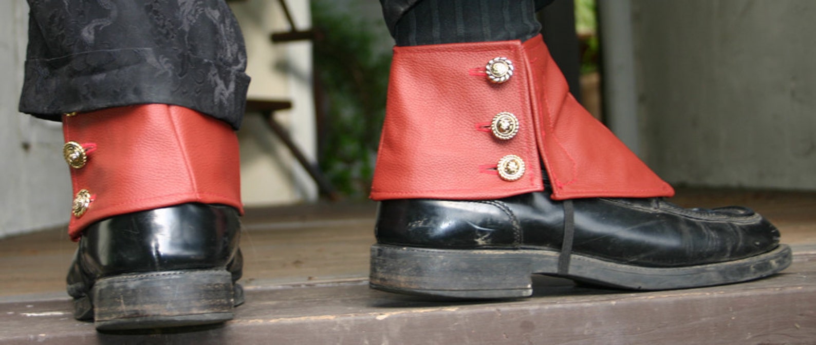 Red Burgundy Leather Steampunk Spats - Etsy