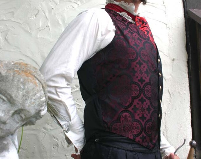 Black and Maroon Medieval Pattern Silk Brocade Gentlemen's Vest - Etsy