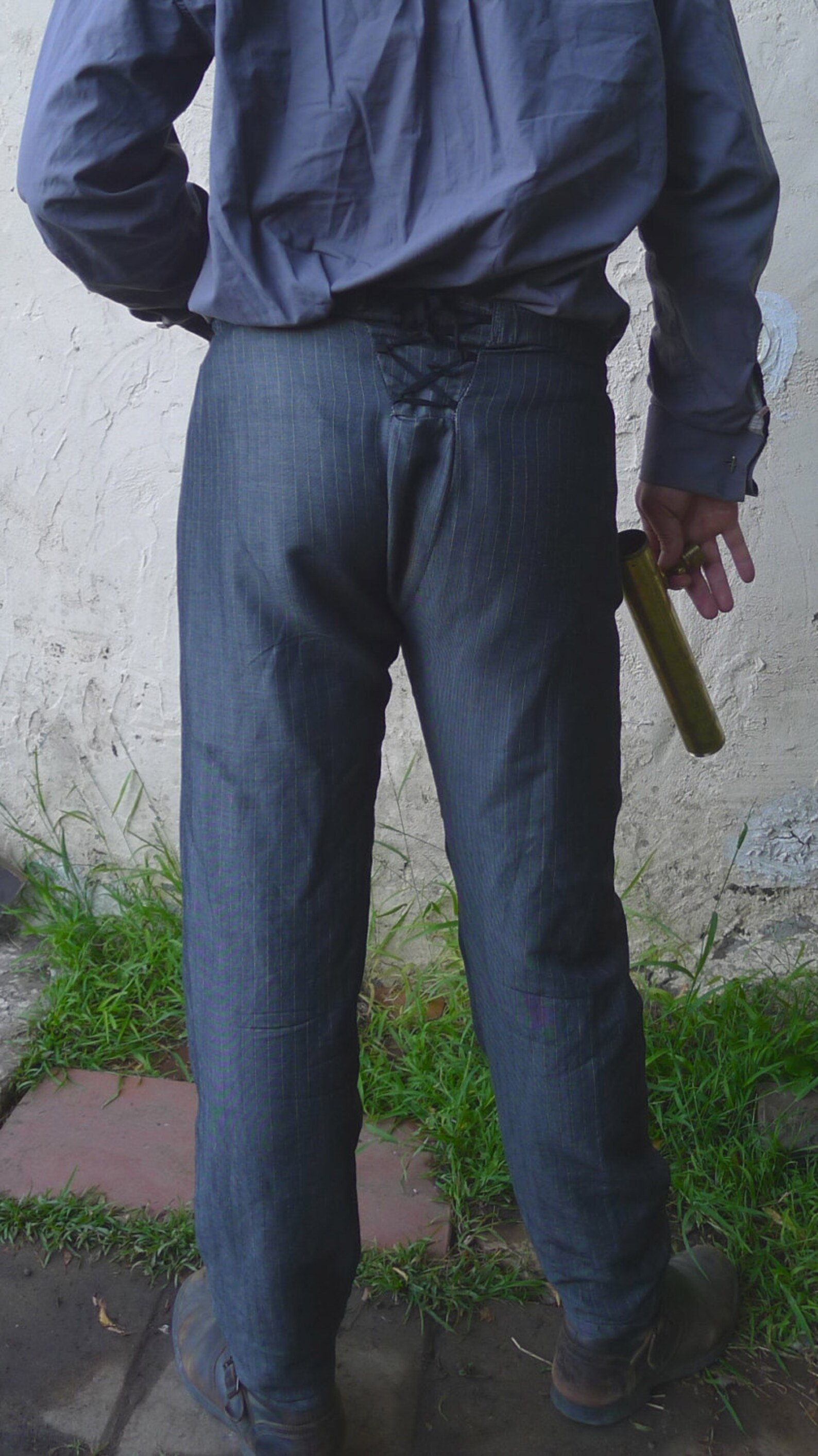 Pewter Grey Pinstripe Button Flap Front Steampunk Tapestry - Etsy