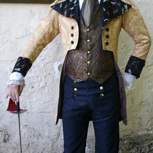 Gold Tapestry and Silk Brocade French Steampunk Wedding Frock Cutaway ...