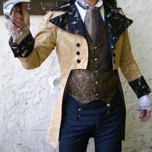 Gold Tapestry and Silk Brocade French Steampunk Wedding Frock Cutaway ...