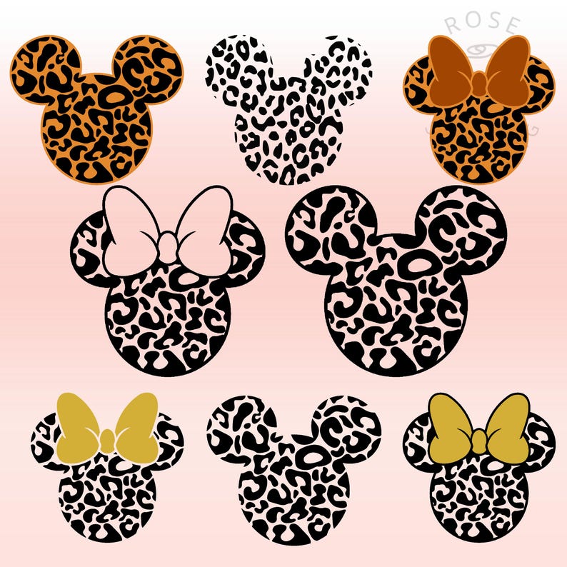 Leopard Mouse Hands Svg Bundle, Leopard Minnie Png, Leopard Mickey Svg ...