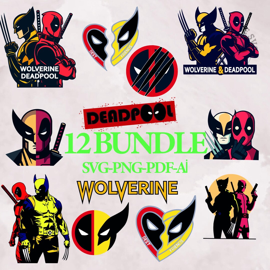 Deadpooll & Wolverinee 12 SVG, Aİ, Pdf Bundle Deadpool Wolverine PNG ...