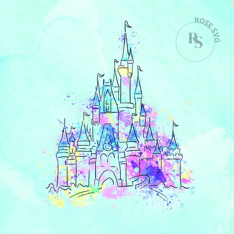 Watercolor Castle Png, Mouse Ear Castle Png, Retro Colorful Castle Png ...