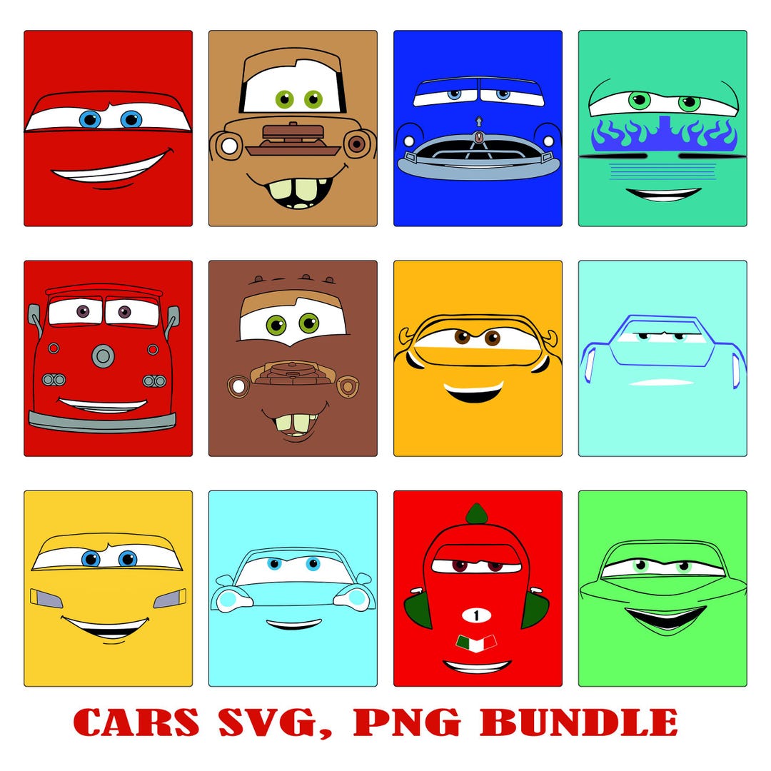 Cars Face Svg, Cars Png,38 Cars Face Bundle Svg for Cricut, Costume Png ...