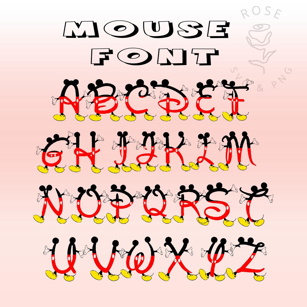 Mouse Alphabet SVG, Mouse Font SVG, Letters PNG, Bundle, Minnie Split ...