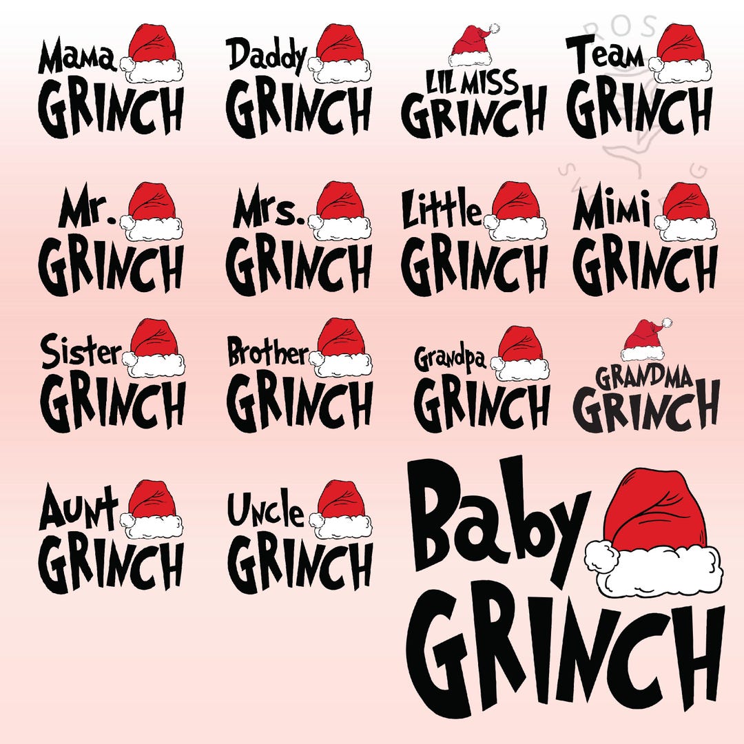 Grinchy Family Christmas Bundle Png Svg, Merry Xmas Family Bundle Png ...
