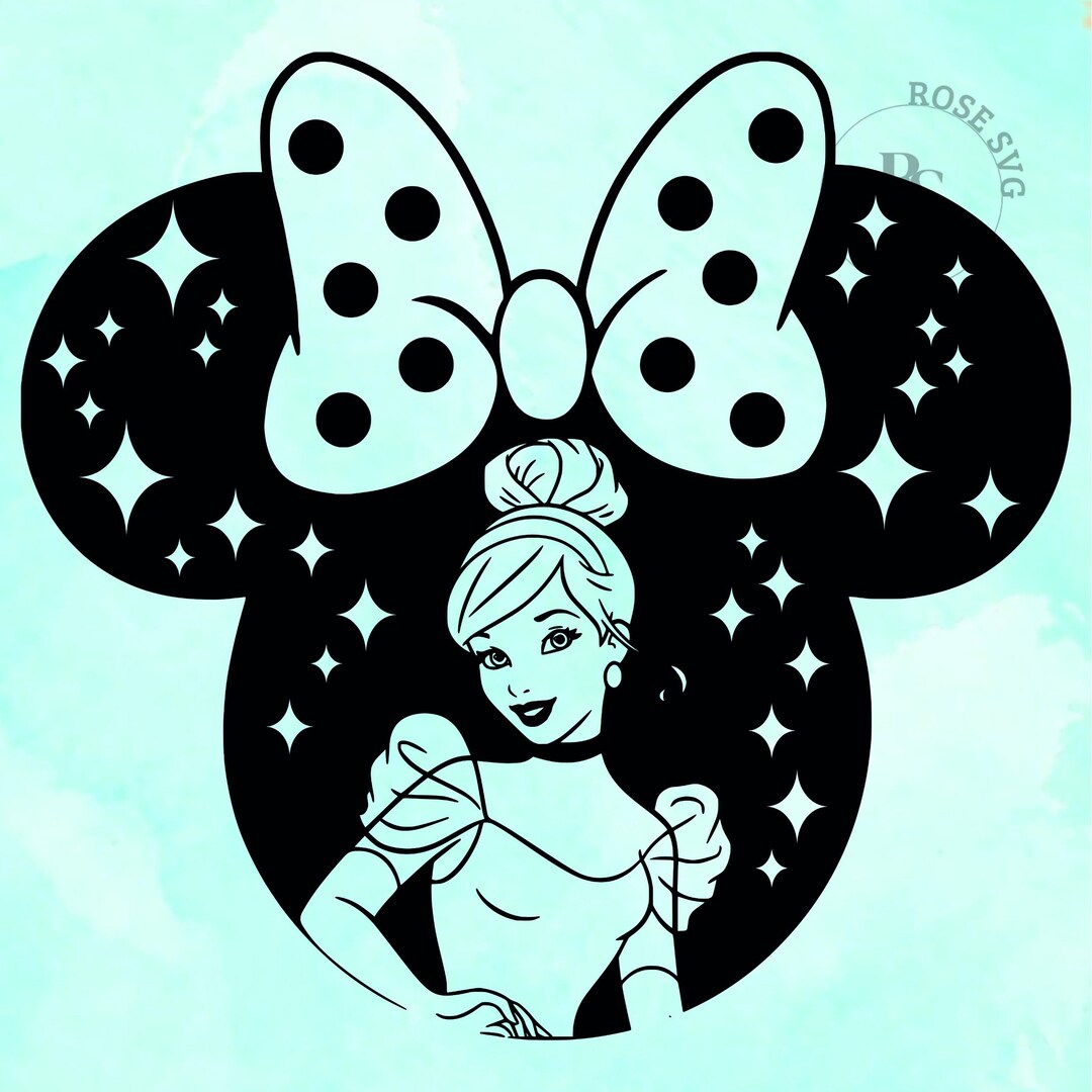 Princess Cinderella Mouse Head Svg, Cinderella Outline Cricut Svg ...