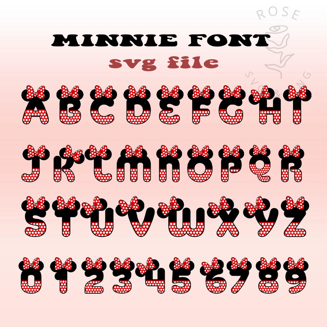 Minnie Alphabet Number Font Svg Bundle, Minnie Split Monogram Letters ...