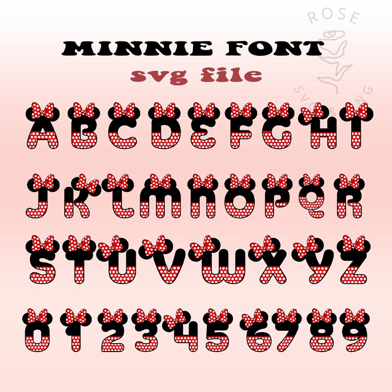 Minnie Alphabet Number Font Svg Bundle, Minnie Split Monogram Letters ...