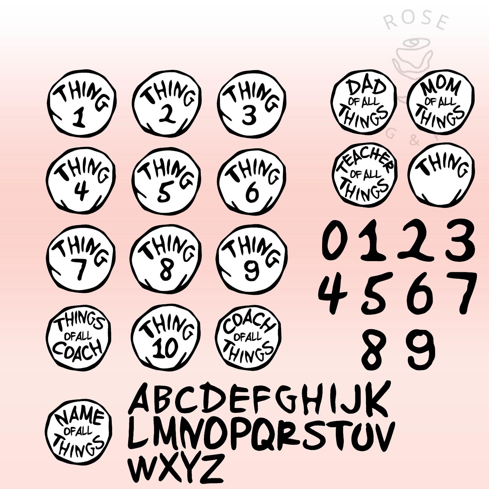 Thing 1, Thing 2 SVG, Coach of All Things, Thing Alphabet Svg, Thing ...