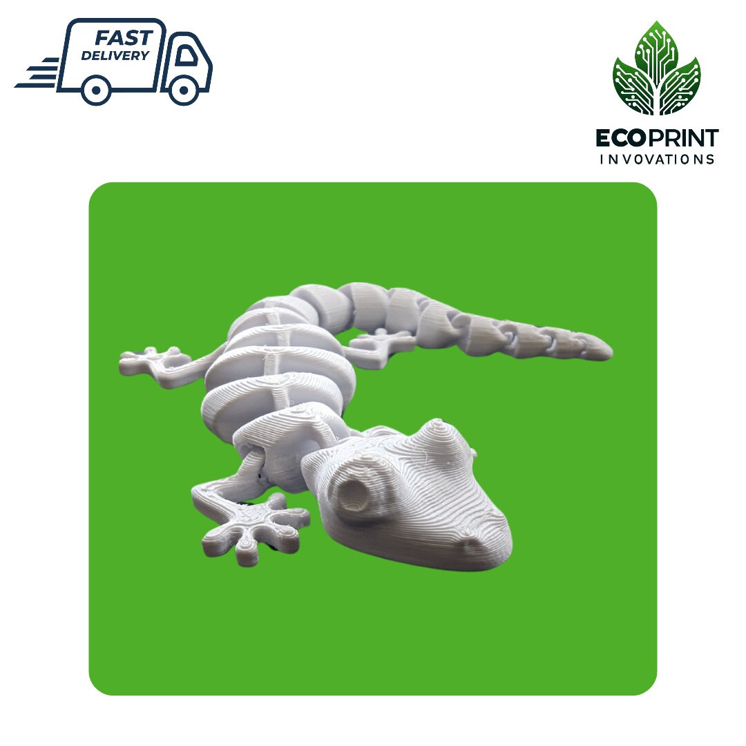 Articulated White Gecko Fidget Toy - 3D Printed for Tactile Play and ...