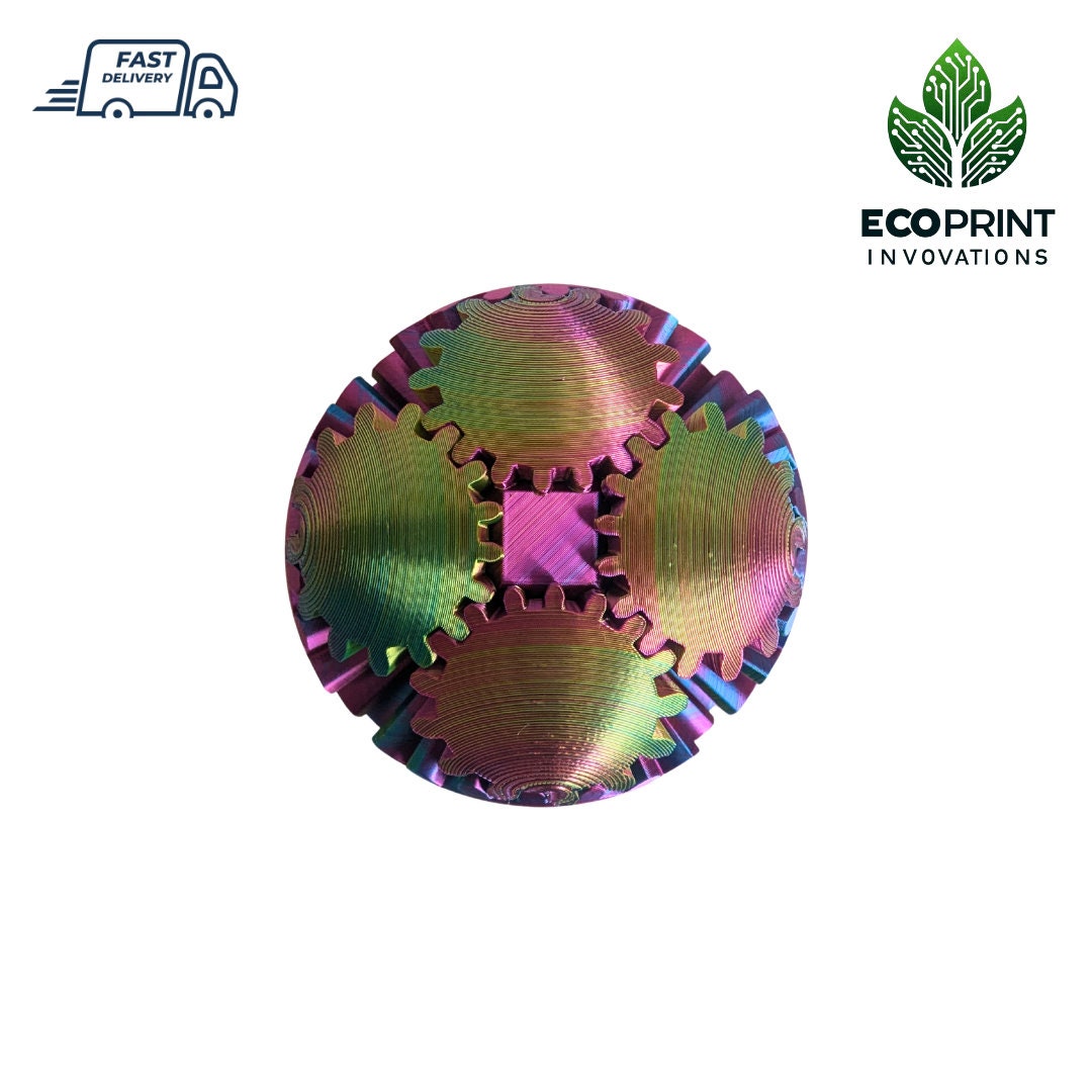 3D Printed Multicolour Gear Ball Fidget Toy - Large 10cm | Sensory Tool ...