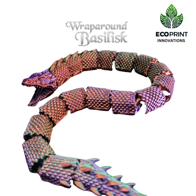 Articulated Basilisk Snake Toy - Flexible 3D Printed Wraparound Desk ...